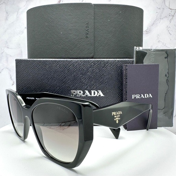 Prada | Accessories | Prada Sunglasses Black Gold Symbole Logo Square Butterfly Authentic | Poshmark